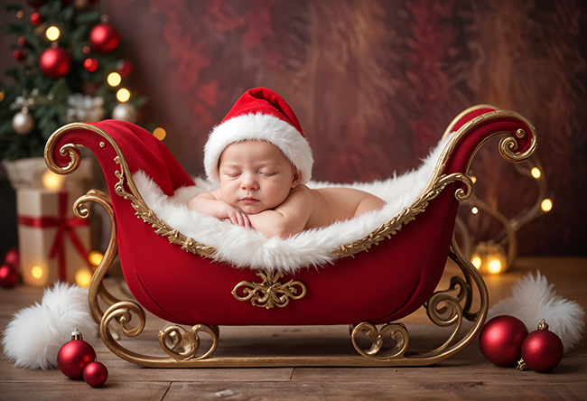 Santa's Cozy Sleigh Digital Backdrop - Backdroplovers