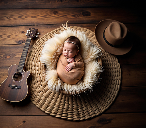 Digital guitar backdrop for newborn - Backdroplovers